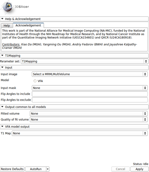 Documentation/Nightly/Modules/T1Mapping - Slicer Wiki